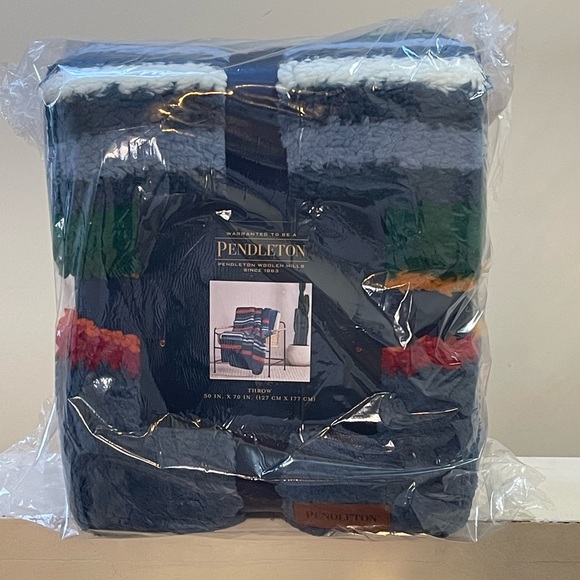 Pendleton | Bedding | Pendleton Serape Stripe Denim Sherpa Throw | Poshmark